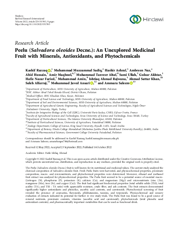 (PDF) Peelu (Salvadora oleoides Decne.): An Unexplored Medicinal Fruit ...