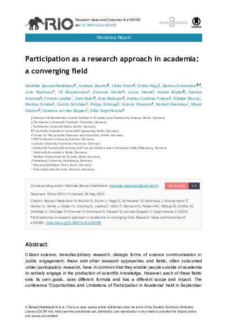 (PDF) Participation as a research approach in academia: a converging field