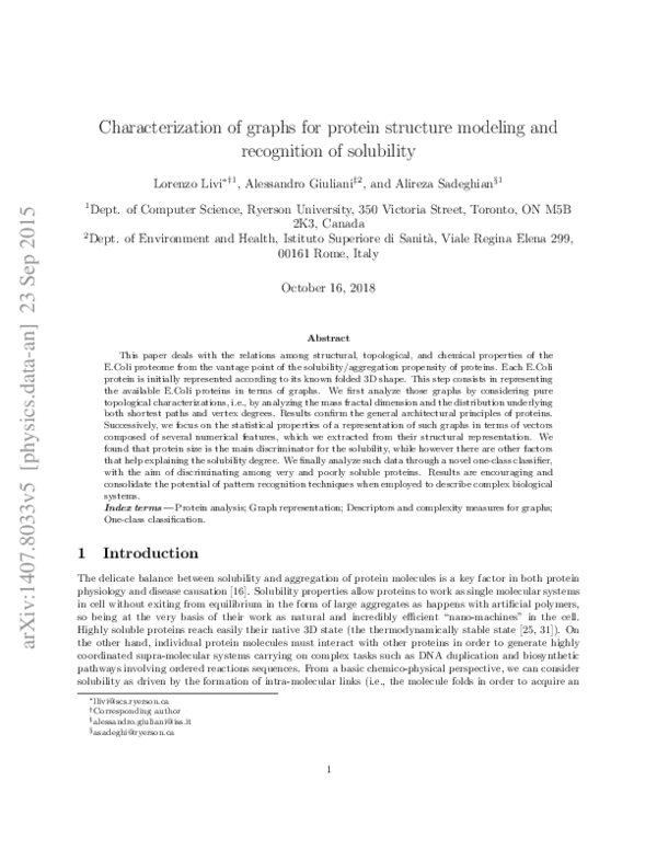 (PDF) Characterization of Graphs for Protein Structure Modeling and ...