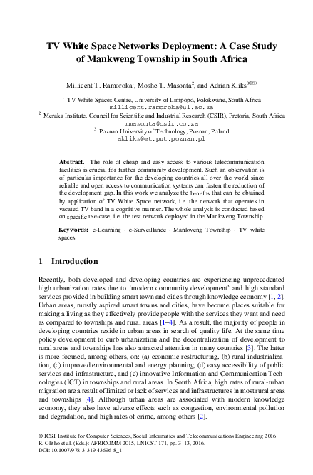 (PDF) TV White Space Networks Deployment: A Case Study of Mankweng Township in South Africa