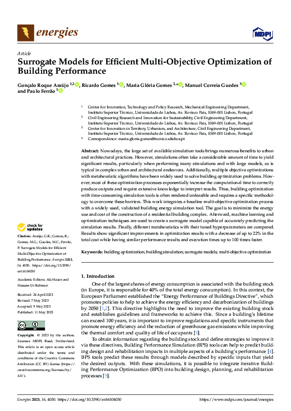 (PDF) Surrogate Models for Efficient Multi-Objective Optimization of Building Performance
