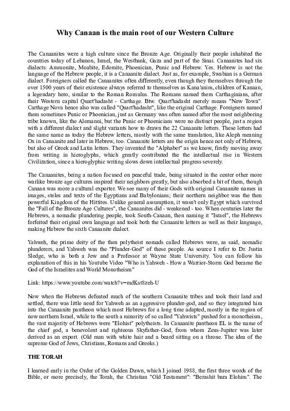 (PDF) Why Canaan is the main root of our Western Culture