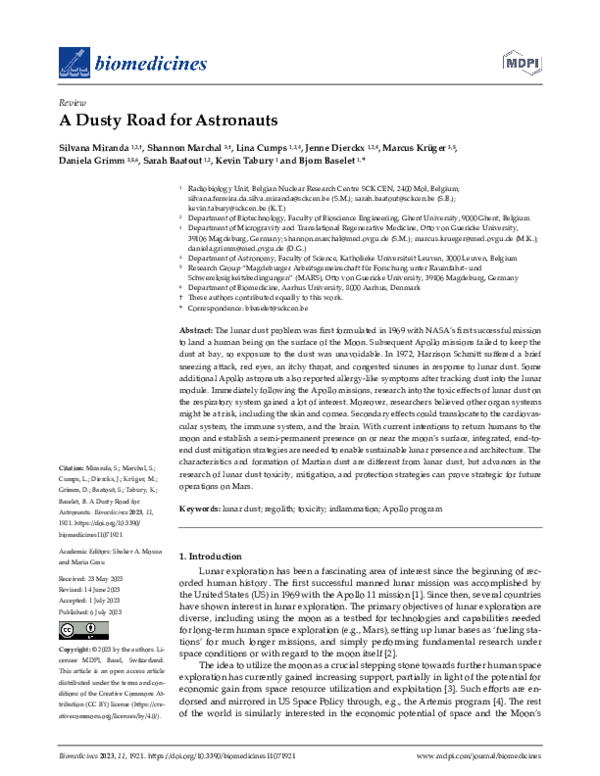 (PDF) A Dusty Road for Astronauts