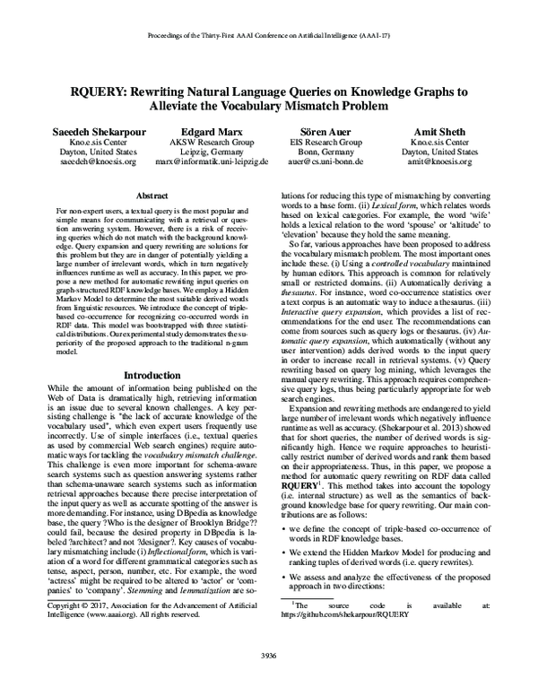 (PDF) RQUERY: Rewriting Natural Language Queries on Knowledge Graphs to Alleviate the Vocabulary ...