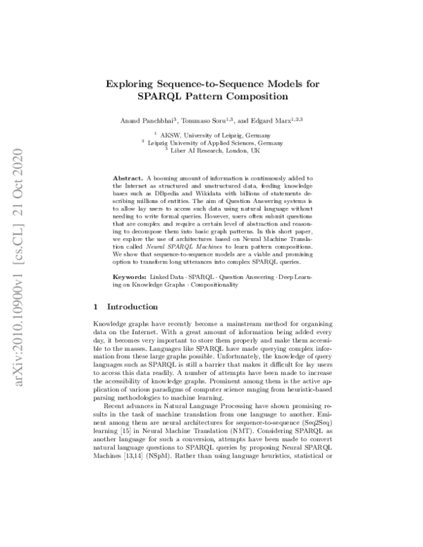 (PDF) Exploring Sequence-to-Sequence Models for SPARQL Pattern Composition