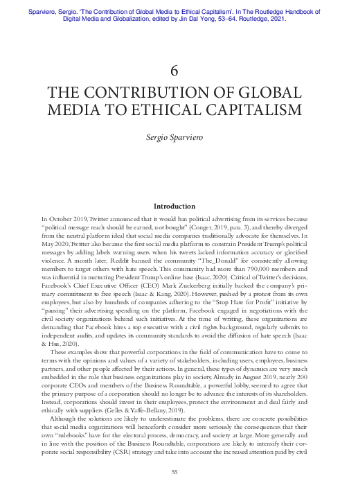 (PDF) The Contribution of Global Media to Ethical Capitalism | Sergio ...