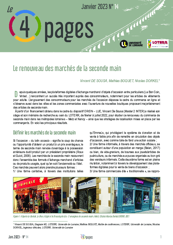 (PDF) Le renouveau des marchés de la seconde main