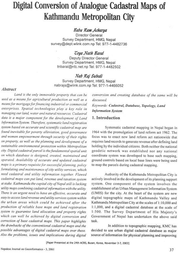(PDF) Digital Conversion of Analogue Cadastral Maps of Kathmandu ...