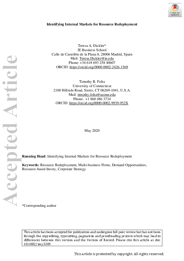 (PDF) Identifying internal markets for resource redeployment