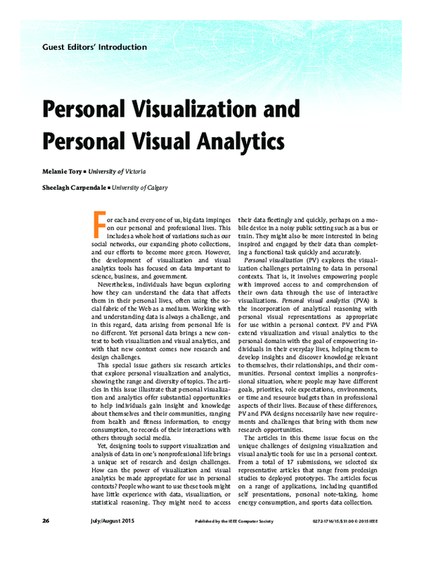 (PDF) Personal Visualization and Personal Visual Analytics