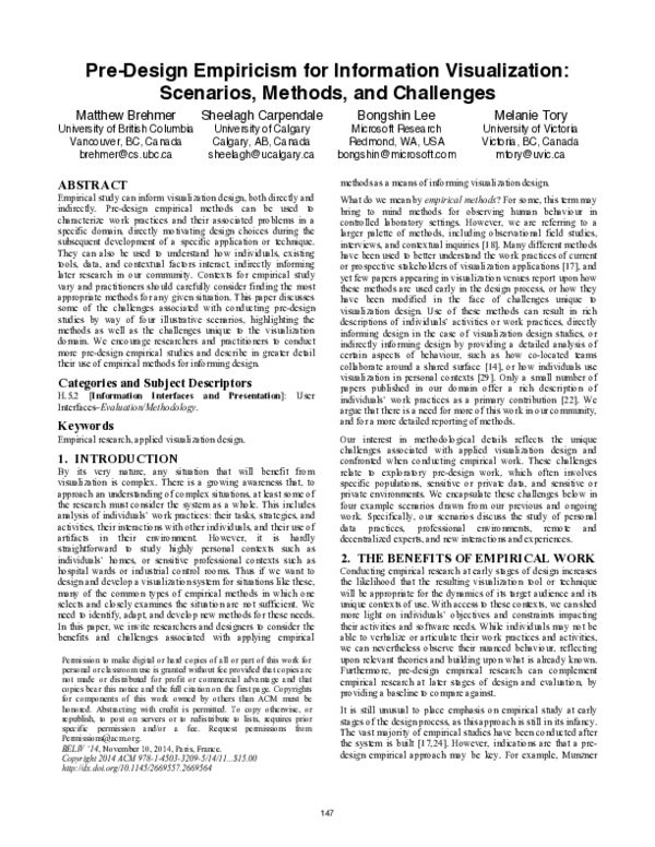 (PDF) Pre-design empiricism for information visualization