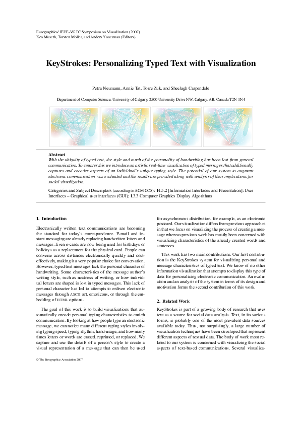(PDF) KeyStrokes: Personalizing Typed Text with Visualization