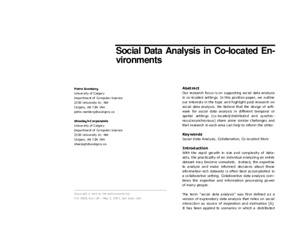 Social Data Analysis in Co-located En vironments