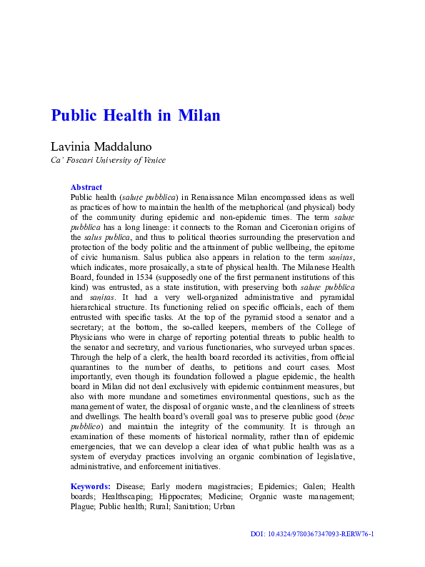 (PDF) Public Health in Milan