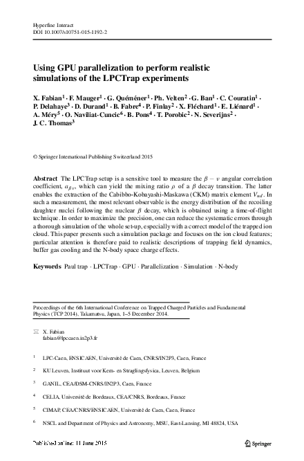 (PDF) Using GPU parallelization to perform realistic simulations of the LPCTrap experiments