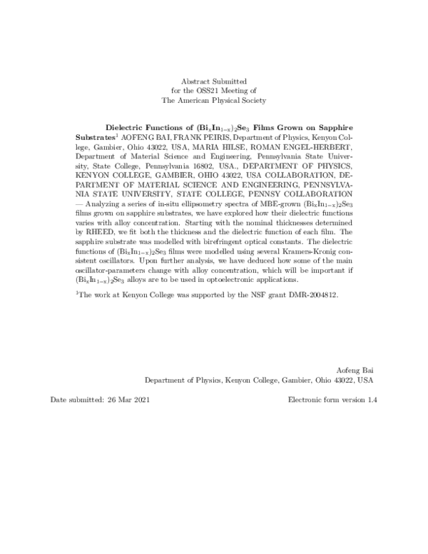 (PDF) Dielectric Functions of (Bi$_{\mathrm{x}}$In$_{\mathrm{1-x ...