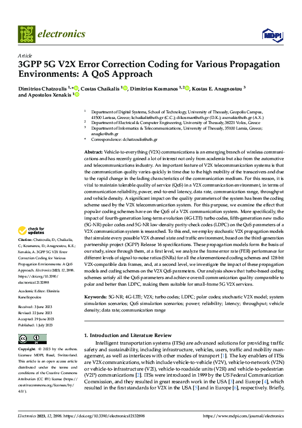 Pdf 3gpp 5g V2x Error Correction Coding For Various Propagation Environments A Qos Approach