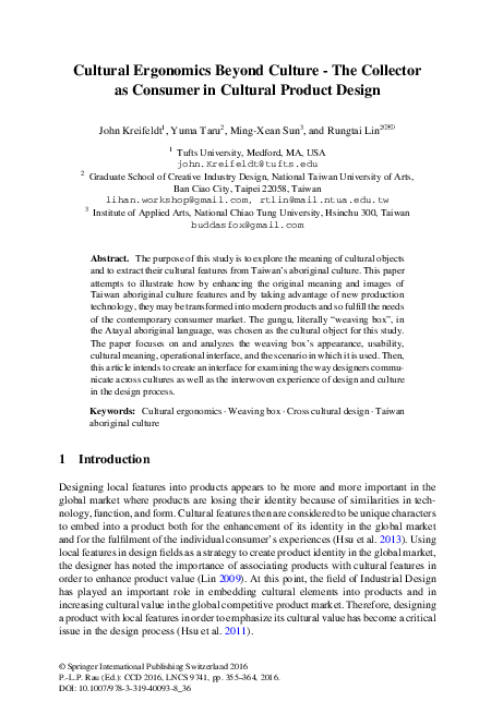 (PDF) Cultural Ergonomics Beyond Culture - The Collector as Consumer in ...