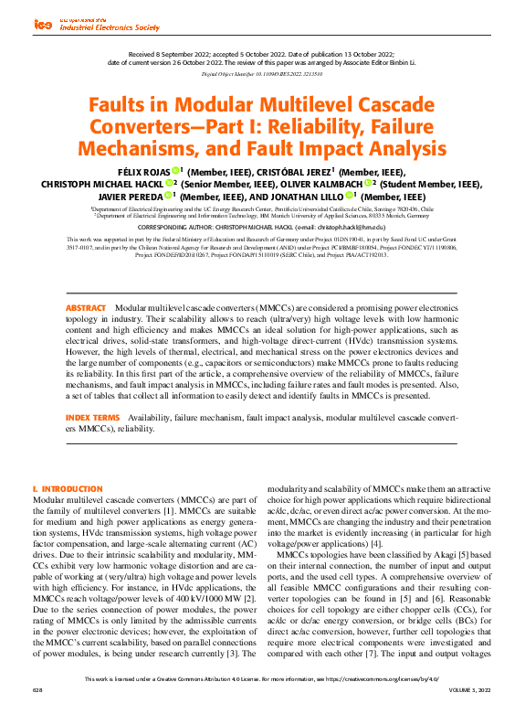 (PDF) Faults in Modular Multilevel Cascade Converters—Part I: Reliability, Failure Mechanisms ...