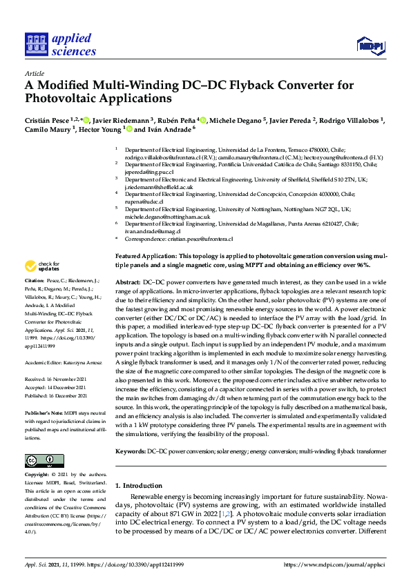 (PDF) A Modified Multi-Winding DC–DC Flyback Converter for Photovoltaic Applications