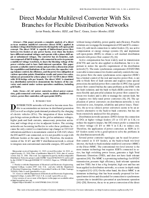 (PDF) Direct Modular Multilevel Converter With Six Branches for ...