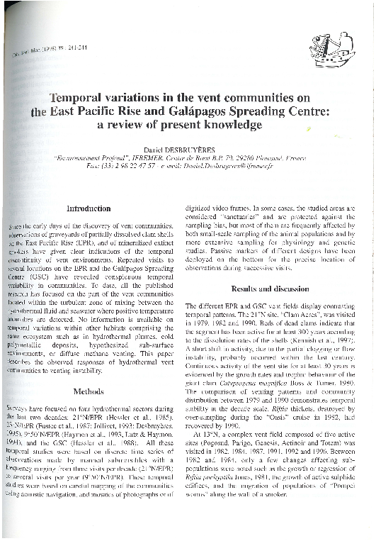 (PDF) Temporal variations in the vent communities on the East Pacific ...