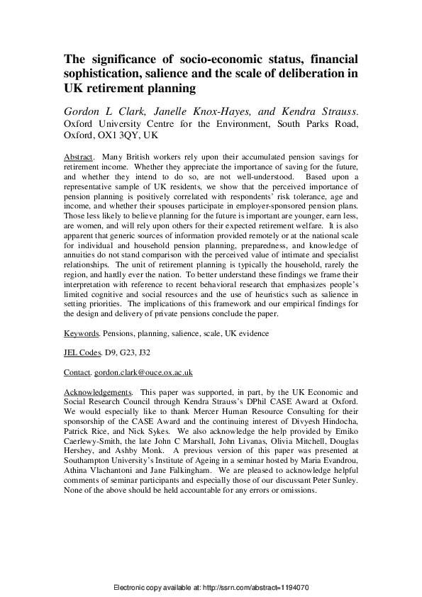 (PDF) The Significance of Socio-Economic Status, Financial ...