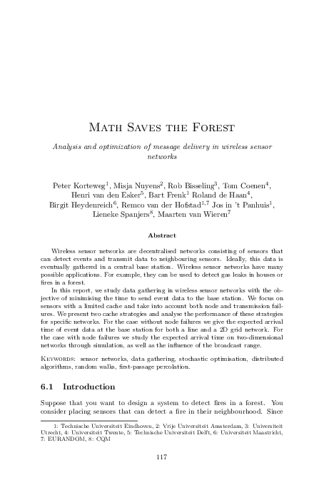 (PDF) Math saves the forest : Analysis and optimization of message delivery in wireless sensor ...