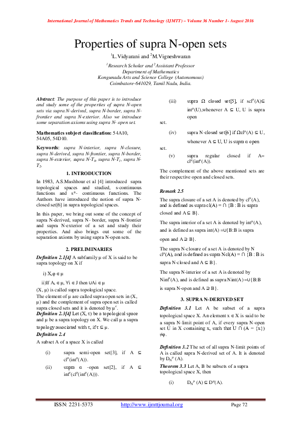 (PDF) Properties of supra N-open sets