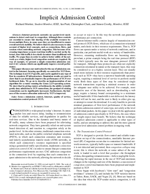 (PDF) Implicit admission control