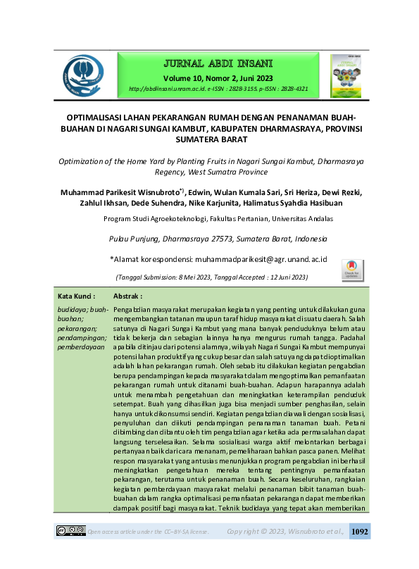 (PDF) Optimalisasi Lahan Pekarangan Rumah Dengan Penanaman Buah-Buahan ...