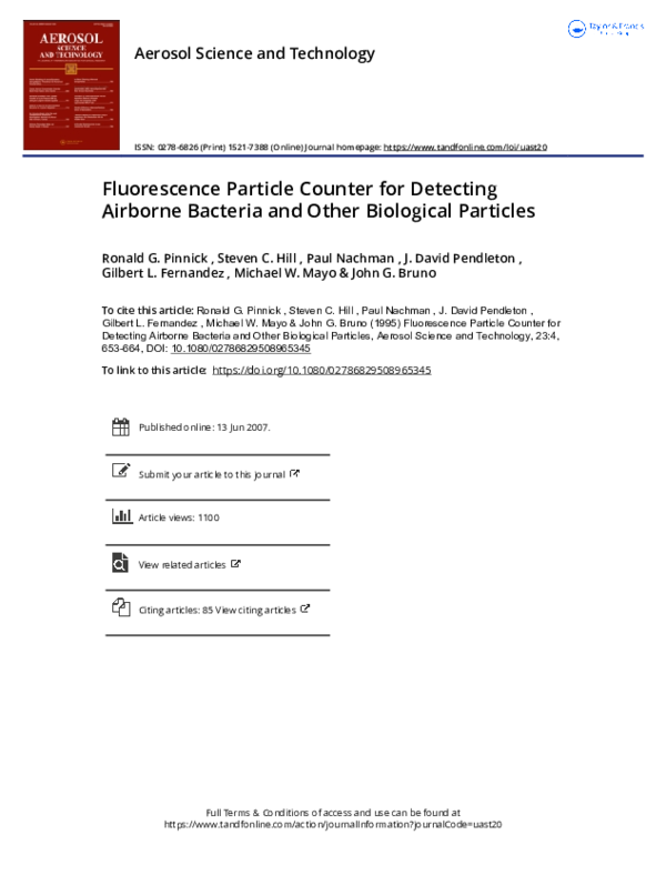 (PDF) Fluorescence Particle Counter for Detecting Airborne Bacteria and Other Biological Particles