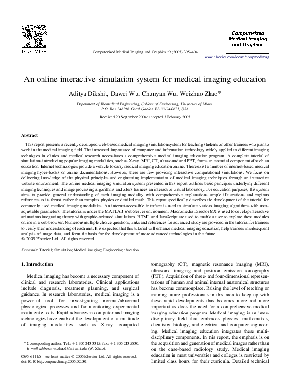 (PDF) An online interactive simulation system for medical imaging education