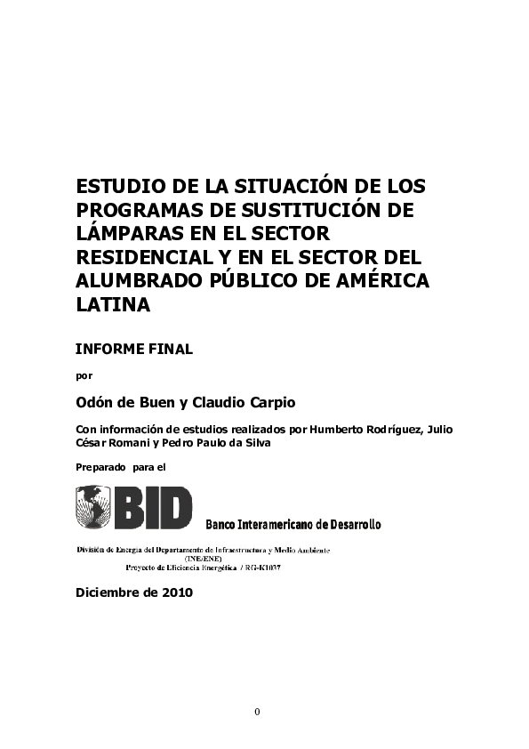 (DOC) ESTUDIO DE LA SITUACIÓN DE LOS PROGRAMAS DE SUSTITUCIÓN DE LÁMPARAS EN EL SECTOR ...