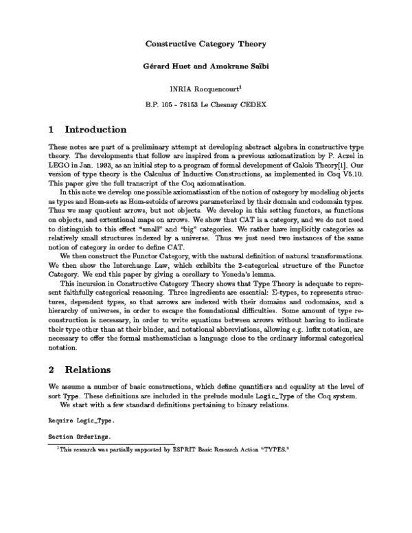 (PDF) Constructive Category Theory