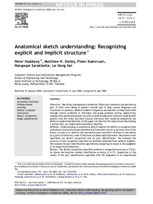 Pdf Anatomical Sketch Understanding Recognizing Explicit And Implicit Structure