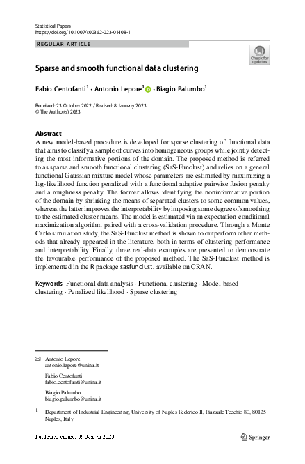 (PDF) Sparse and smooth functional data clustering