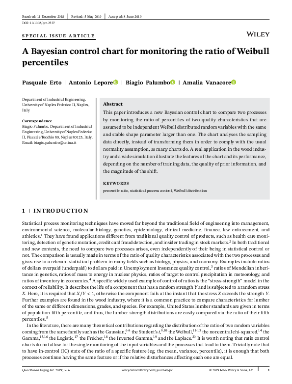 (PDF) A Bayesian control chart for monitoring the ratio of Weibull ...