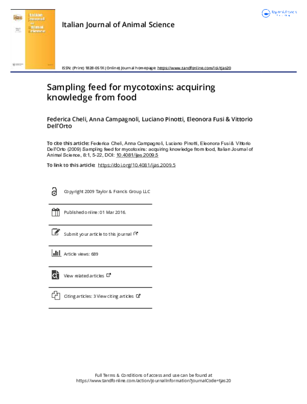 (PDF) Sampling feed for mycotoxins: acquiring knowledge from food