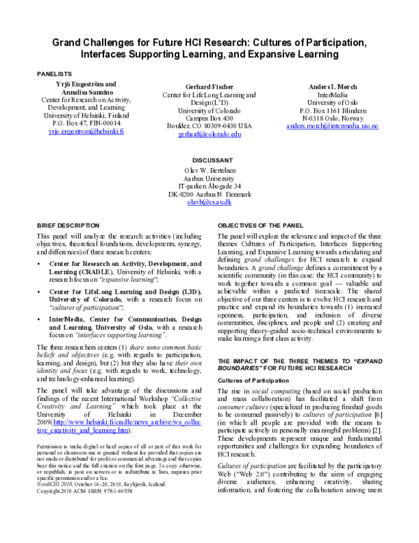 (PDF) Grand challenges for future HCI research