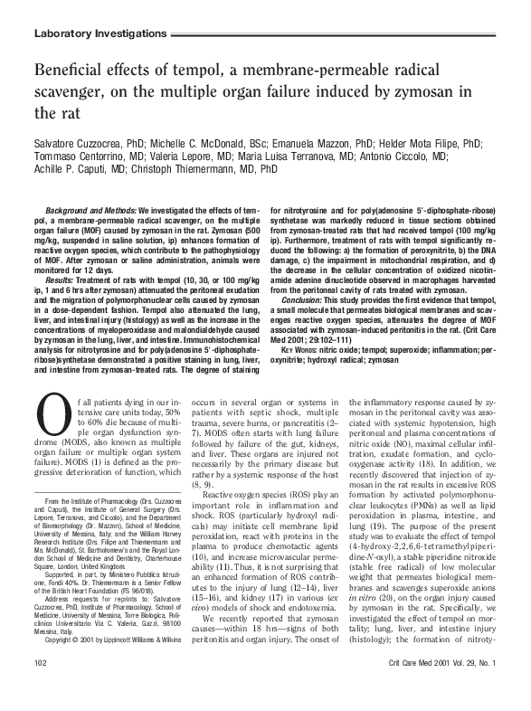 (PDF) Beneficial effects of tempol, a membrane-permeable radical ...
