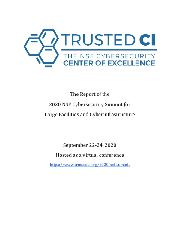 (PDF) The Report of the 2020 NSF Cybersecurity Summit for Large ...