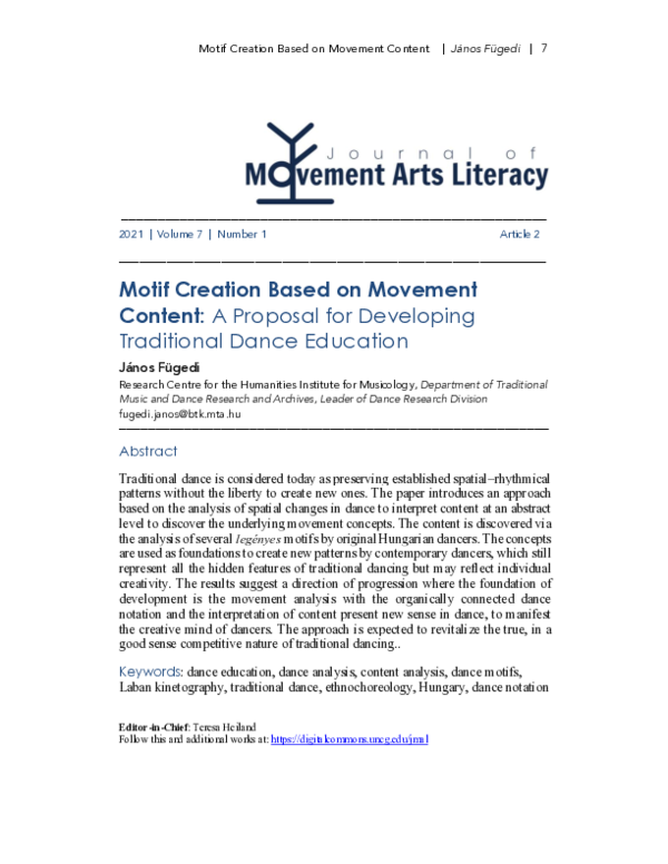 (PDF) Motif Creation based on Movement Content: A Proposal for ...