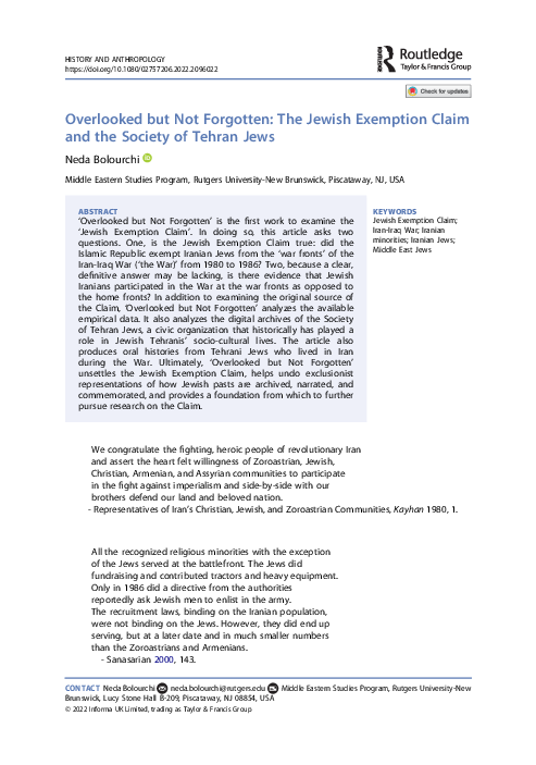 (PDF) Overlooked but Not Forgotten: The Jewish Exemption Claim and the ...