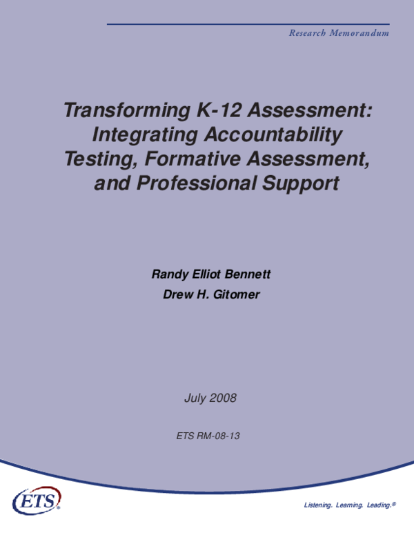 (PDF) Transforming K–12 Assessment: Integrating Accountability Testing ...