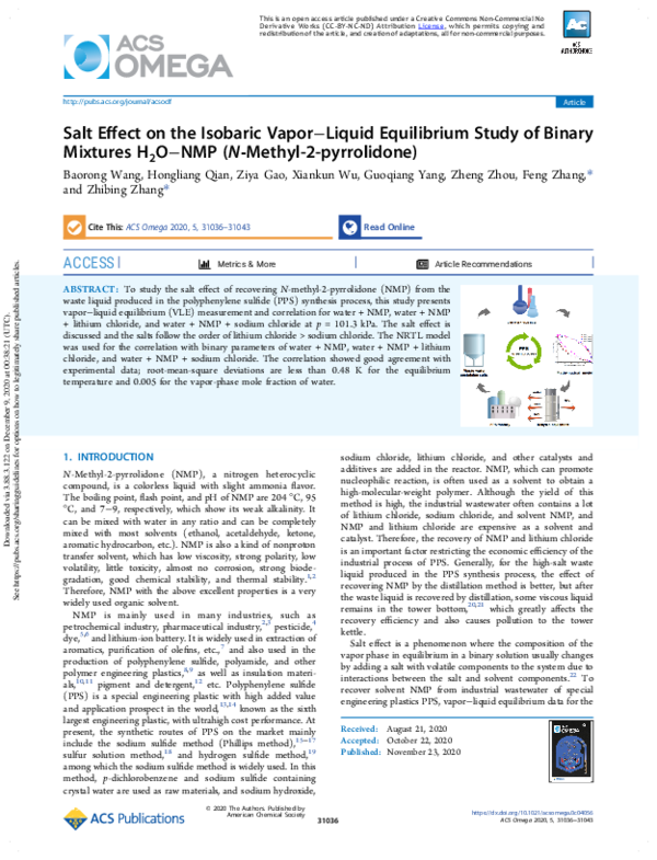 (PDF) Salt Effect on the Isobaric Vapor−Liquid Equilibrium of the ...