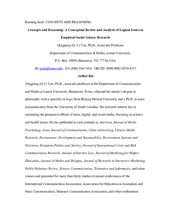 (PDF) Concepts and Reasoning: A Conceptual Review and Analysis of ...