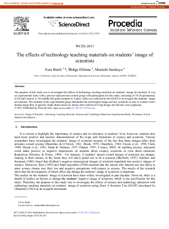 (PDF) The effects of technology teaching materials on students’ image ...