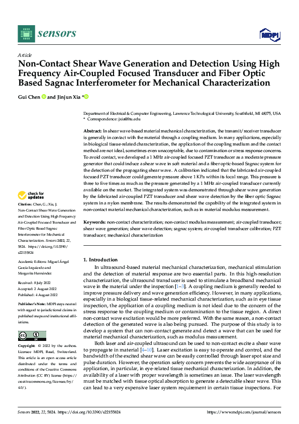 (PDF) Non-Contact Shear Wave Generation and Detection Using High Frequency Air-Coupled Focused ...