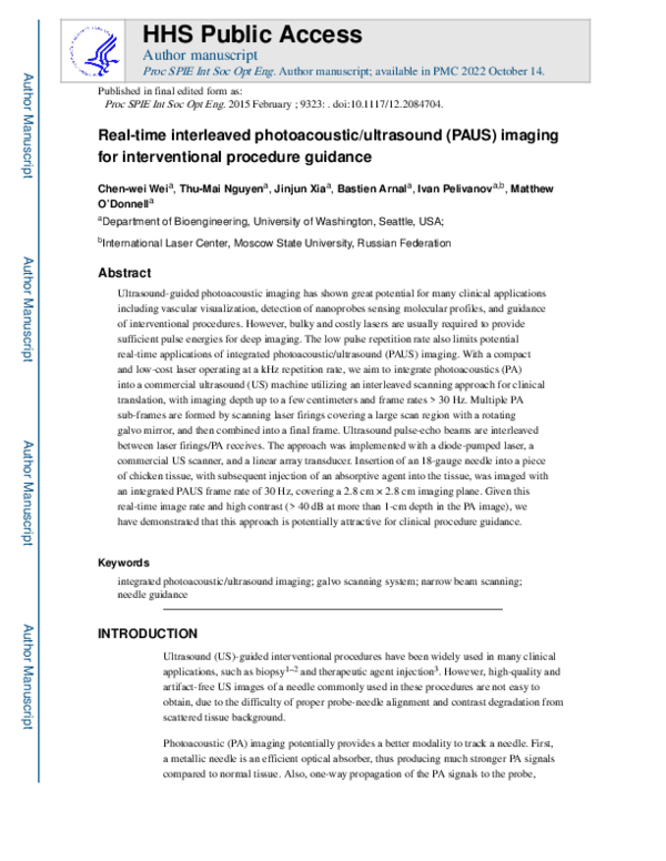 (PDF) Real-time interleaved photoacoustic/ultrasound (PAUS) imaging for ...